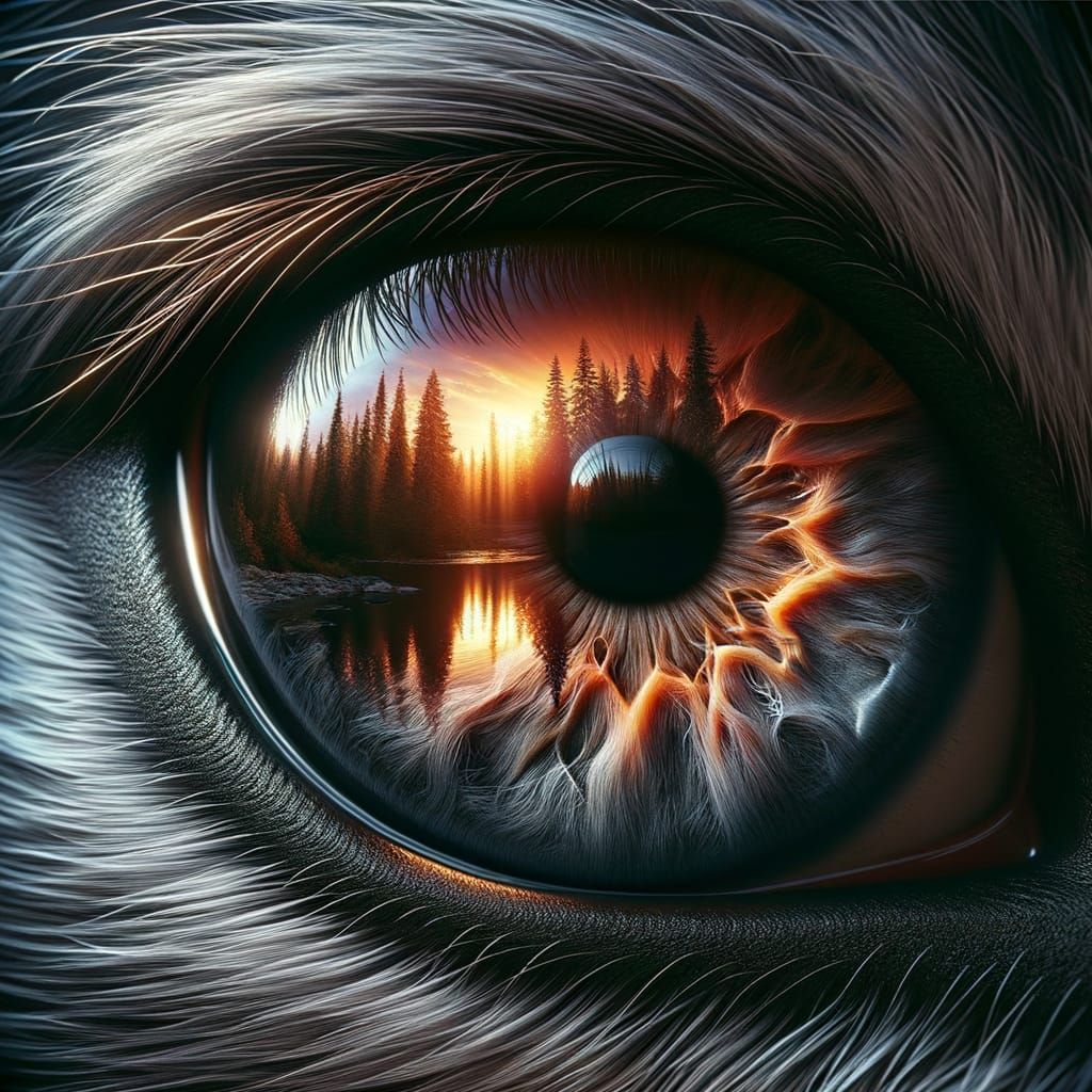 Wolf Eye - Hyperrealistic Wolf's Eye Portraying Fierce Feroc...