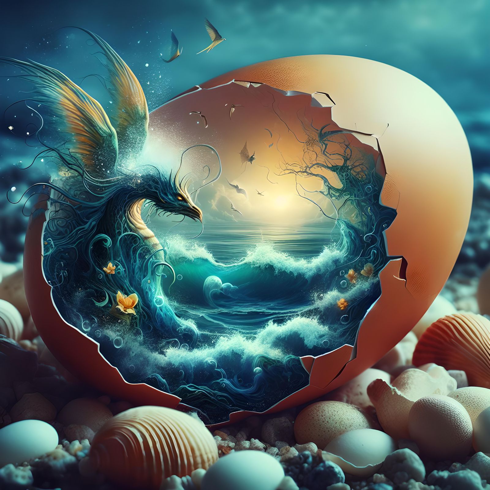 Life in egg shell - AI Generated Artwork - NightCafe Creator