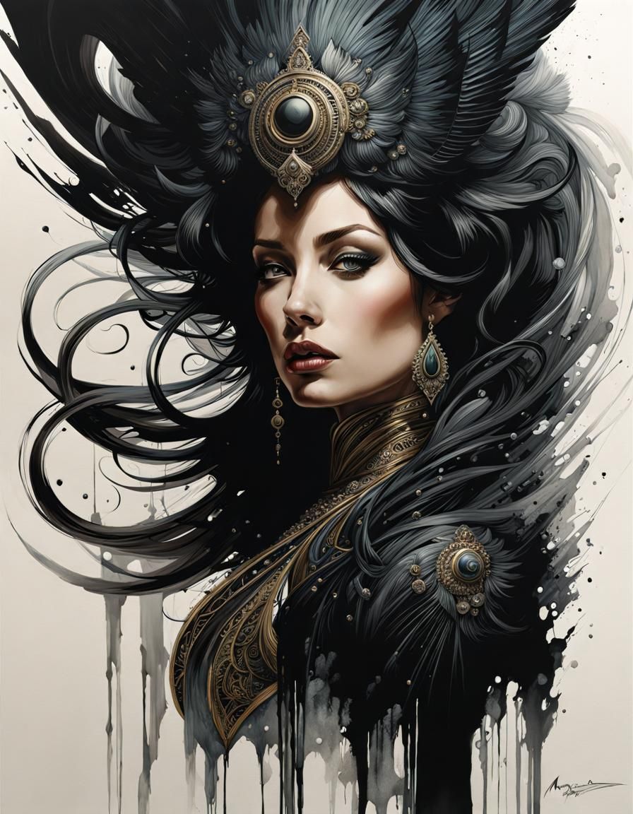 Black ink flow - AI Generated Artwork - NightCafe Creator