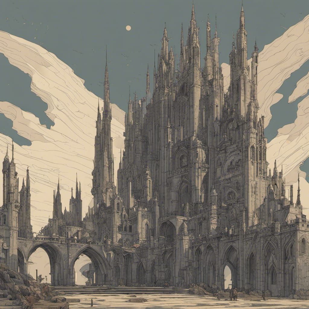 massive citadel, neo-gothic, retro-futurism - AI Generated Artwork ...