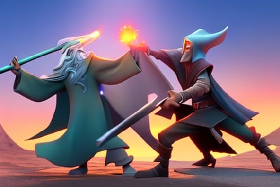 Drunk Gandalf fighting elves - AI Generated Artwork - NightCafe Creator