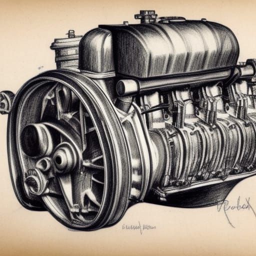 Diagram/blueprint of an engine - AI Generated Artwork - NightCafe Creator