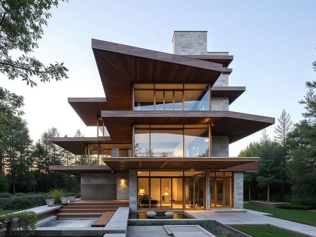 Modernist Masterpiece in Harmony with Nature - AI Art