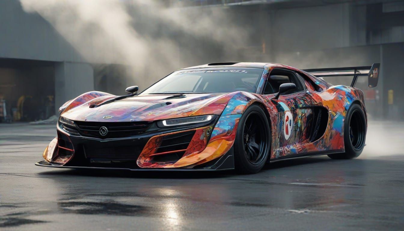 Cyberpunk Hot Rod in Anime-Inspired Manga Wrap - AI Art