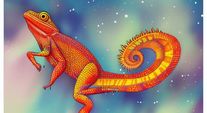 Chameleon. Night fire. - AI Generated Artwork - NightCafe Creator