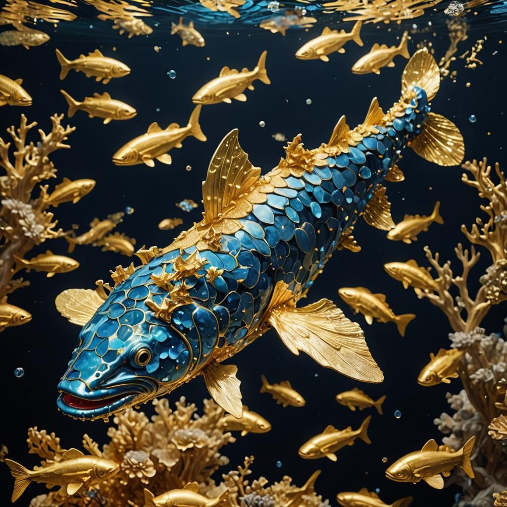 Golden Coelacanth 05 - AI Generated Artwork - NightCafe Creator