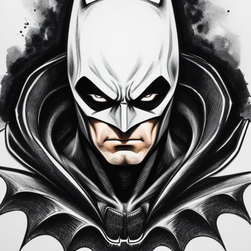 Batman Ink Drawing in Monochrome - AI Art