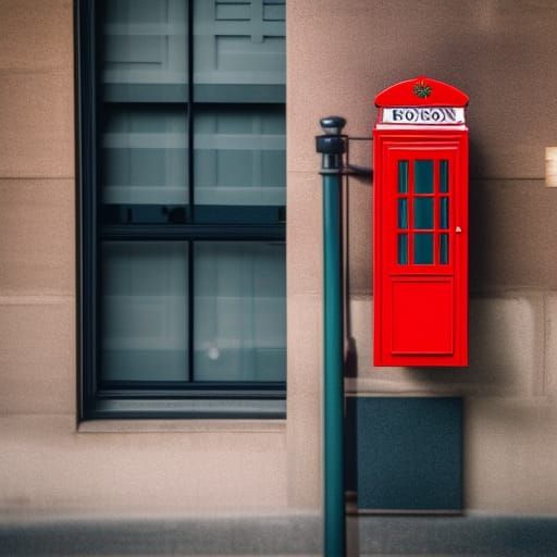 Red London Telephone ☎️ box with the door open, typewriter inside - AI ...