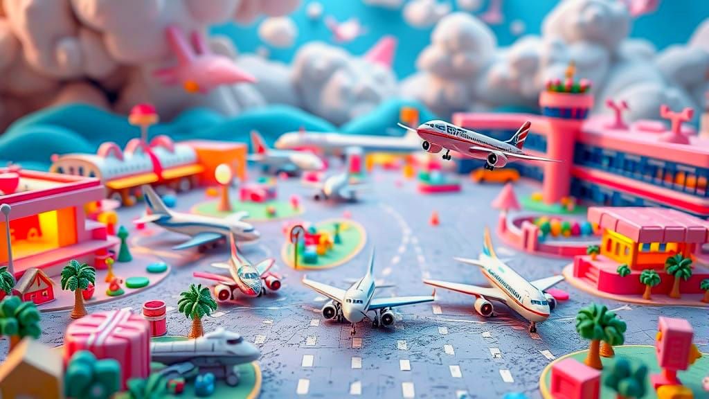 Play-Clay airport - Whimsical Clay Airplane Wonderland