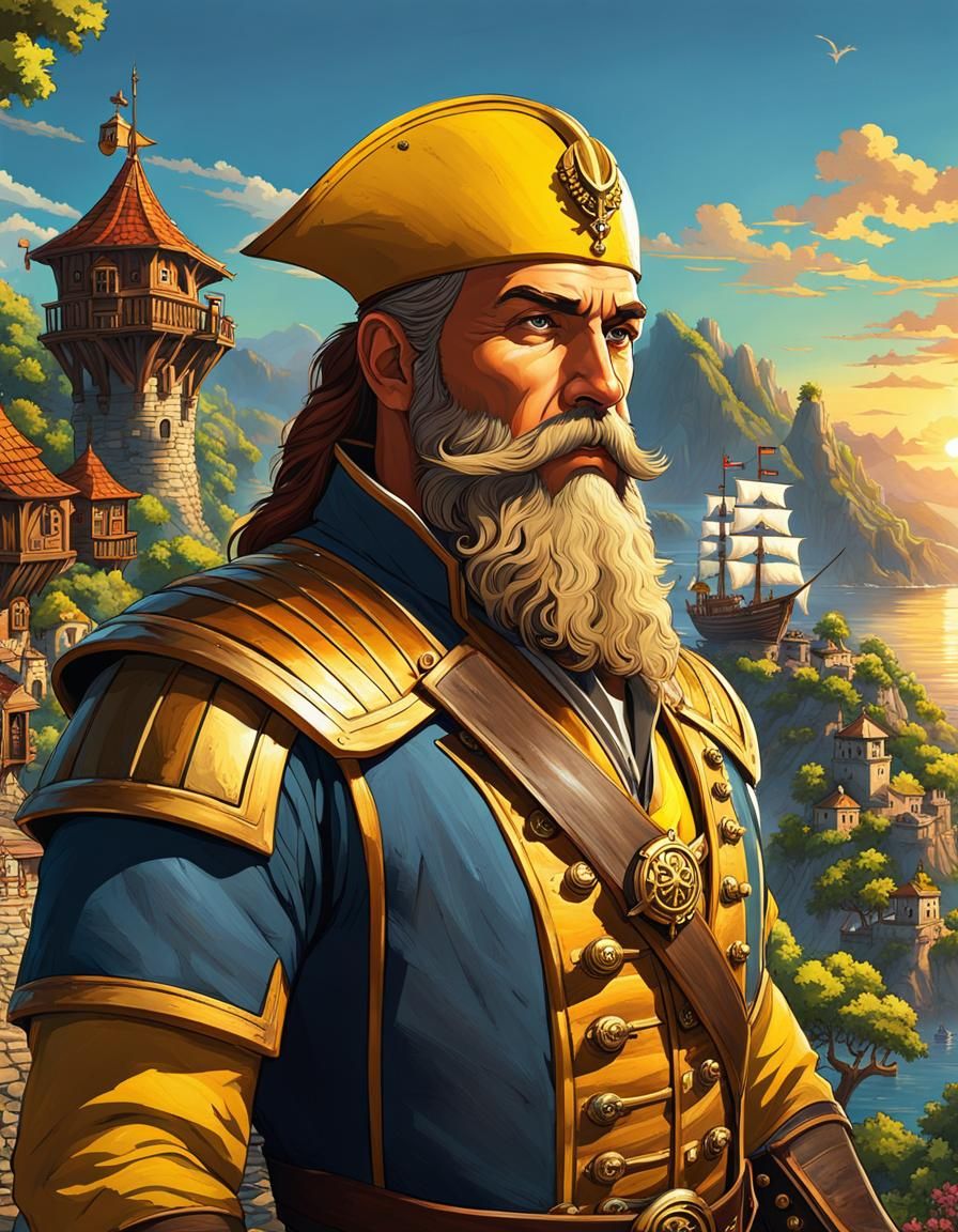 Captain Yellow Beard inBuccaneer Port - AI Generated Artwork ...