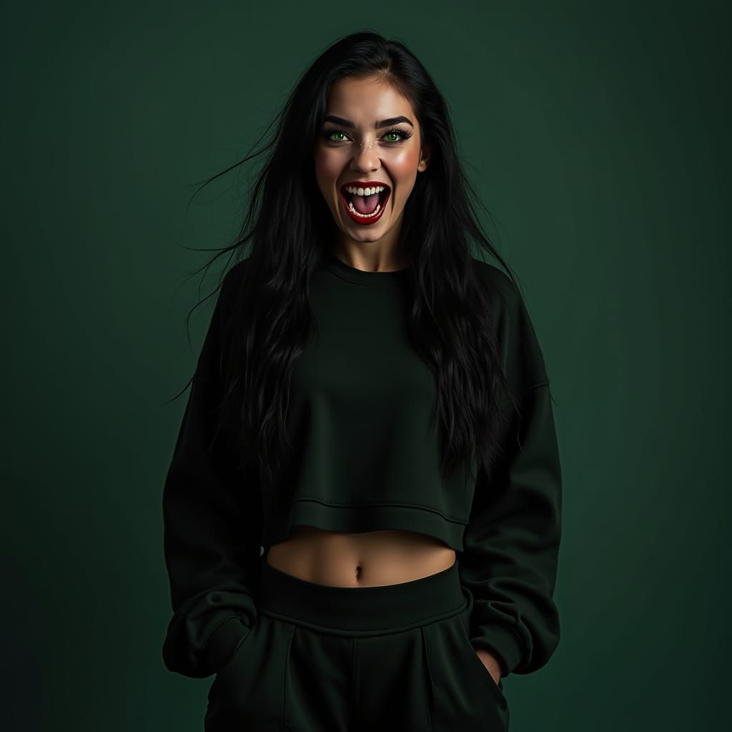 Ethereal Vampire Goddess in Hyper-Realistic Portra... - AI Art