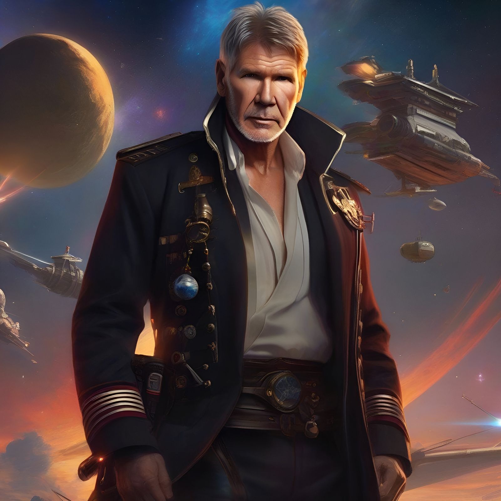 Portrait of Harrison Ford as Space Pirate Captain Harlock from disney ...