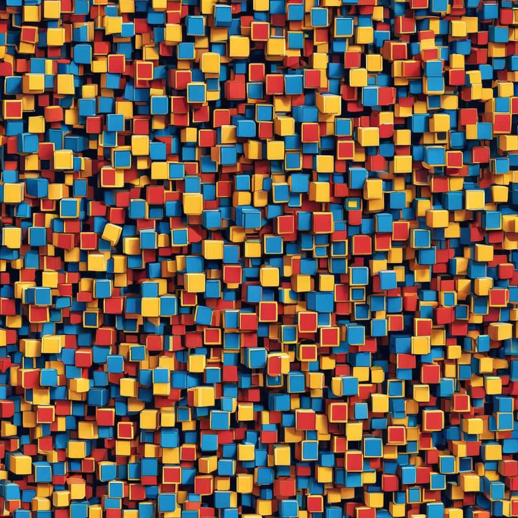 optical illusion pattern featuring interlocking cubes in vibrant colors ...