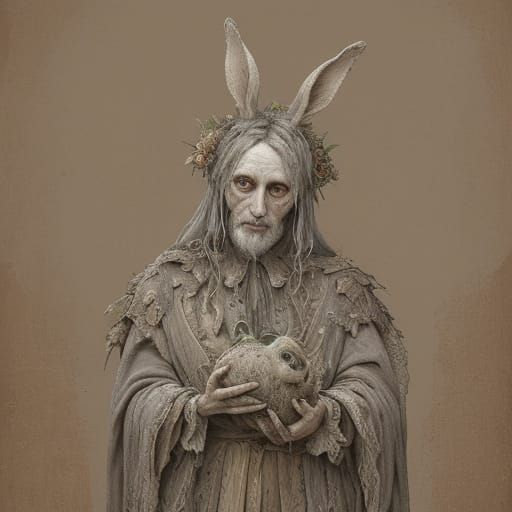 Grotesque Rabbit Wields Tattered Carrot Shield in ... - AI Art