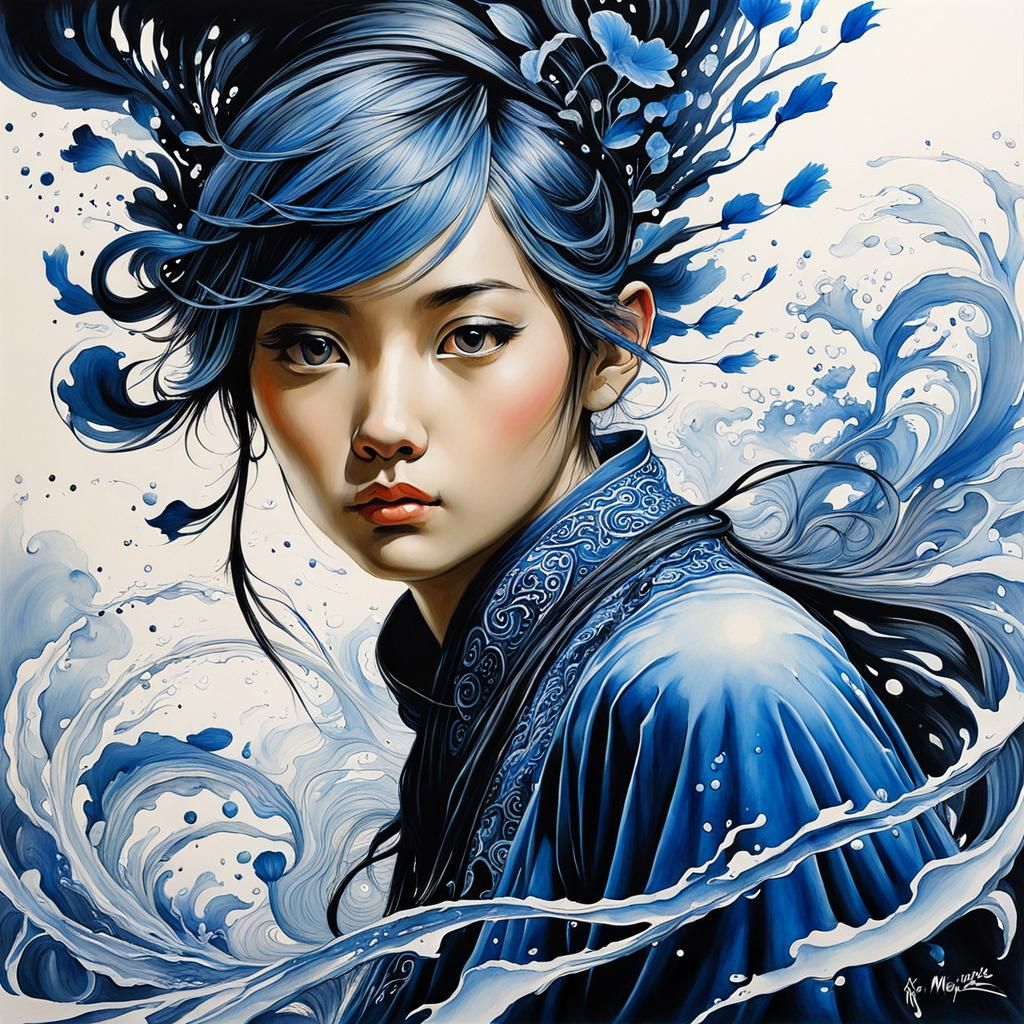 Young lady, Ink art - AI Generated Artwork - NightCafe Creator