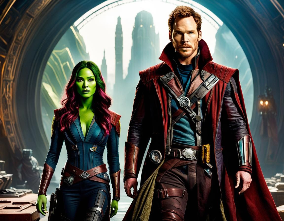 Star-Lord and Gamora together in an ethereal world - AI Generated ...
