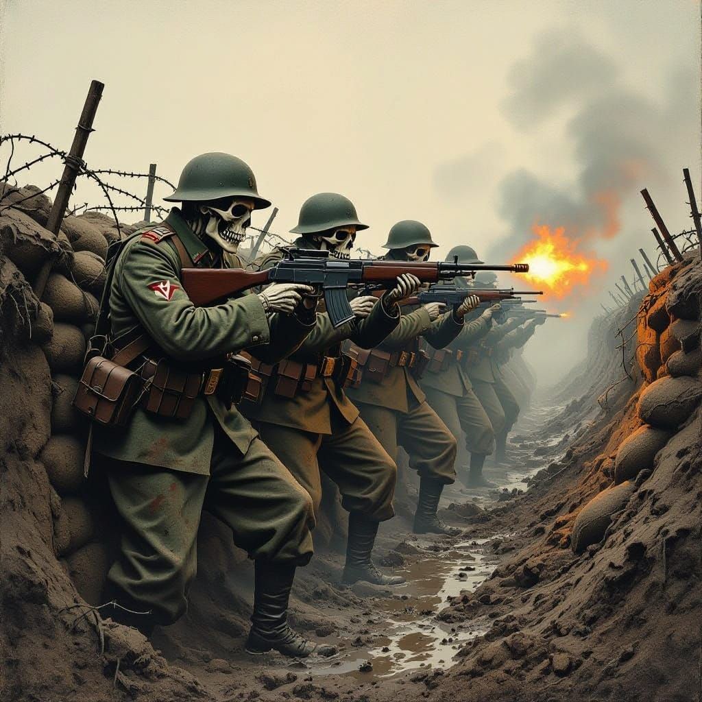 WW1 German Skeletons Fire Machine Gun in Haunting ... - AI Art