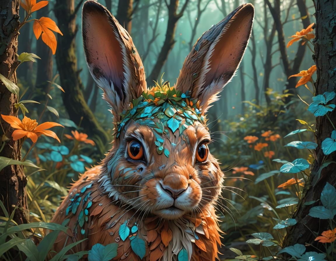 Magic hare in the forest 02 - AI Generated Artwork - NightCafe Creator