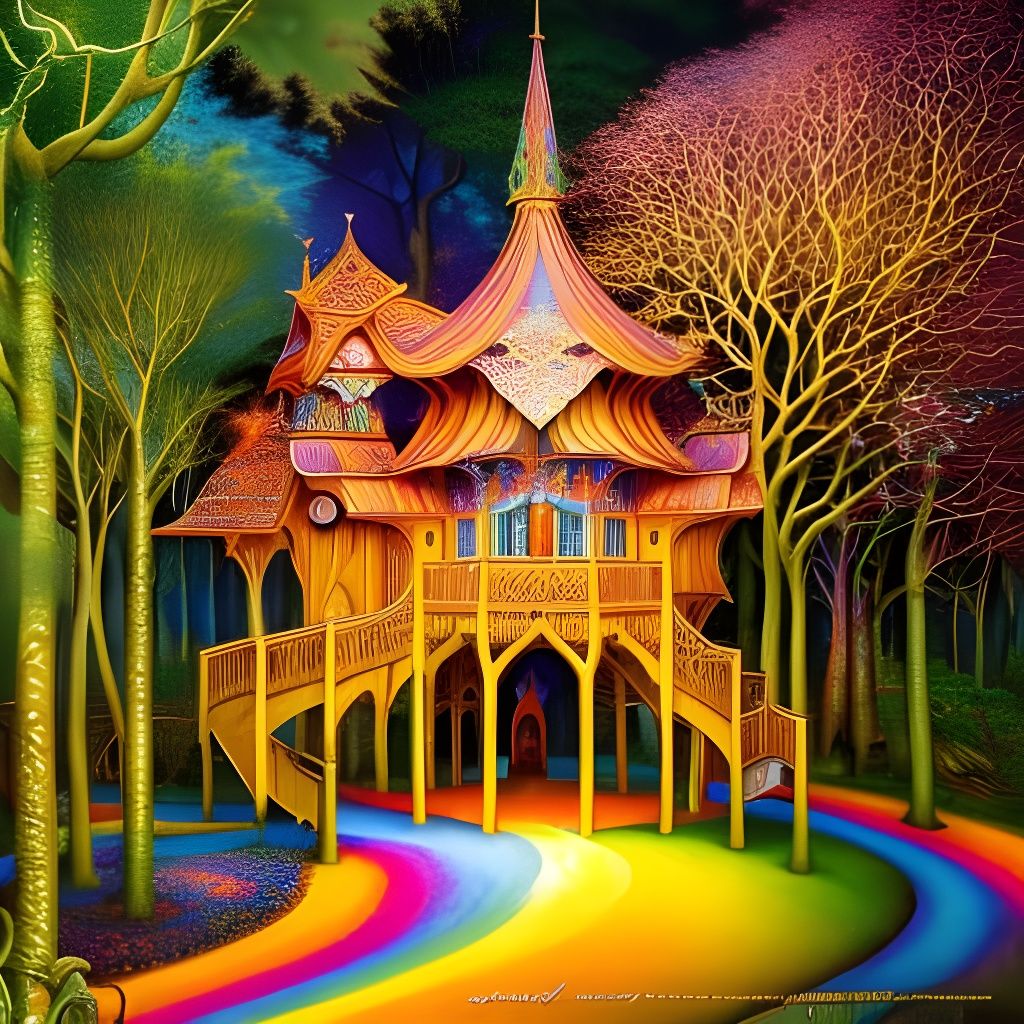 Rainbow Pixie Hut - AI Generated Artwork - NightCafe Creator