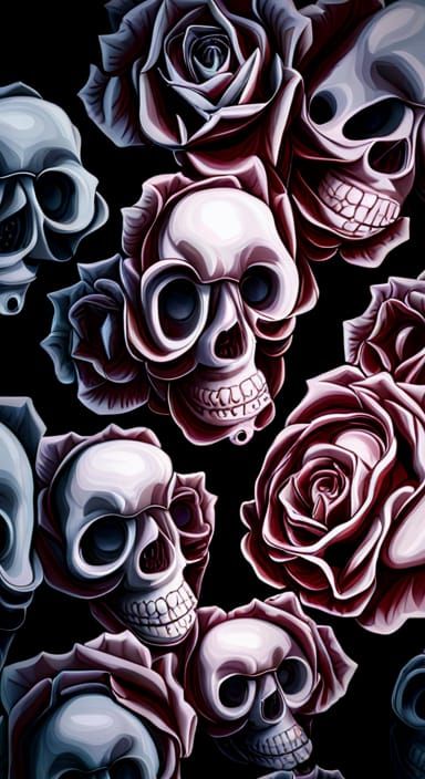 Rose Skull pattern - AI Generated Artwork - NightCafe Creator