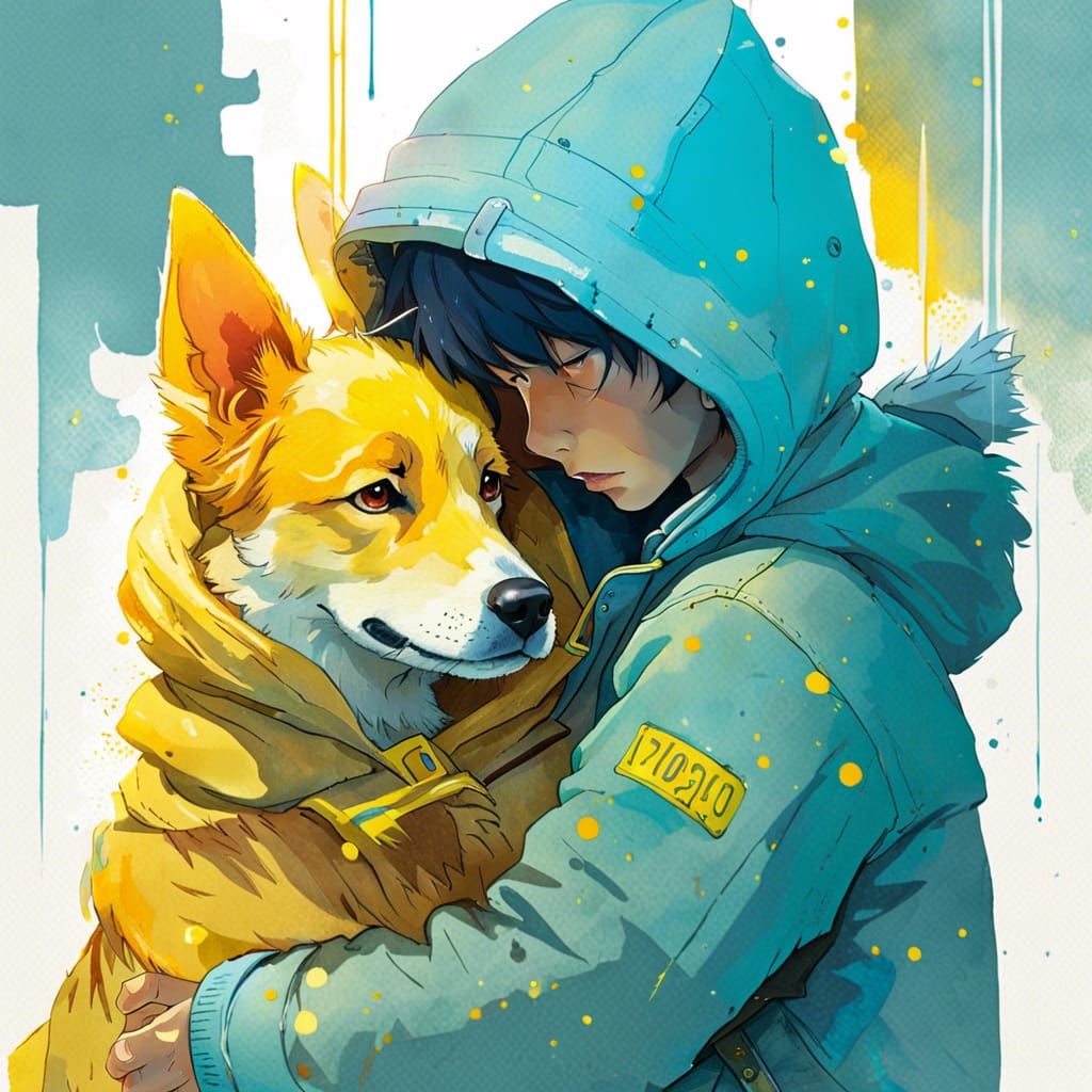 A Boy and His Dog - AI Generated Artwork - NightCafe Creator