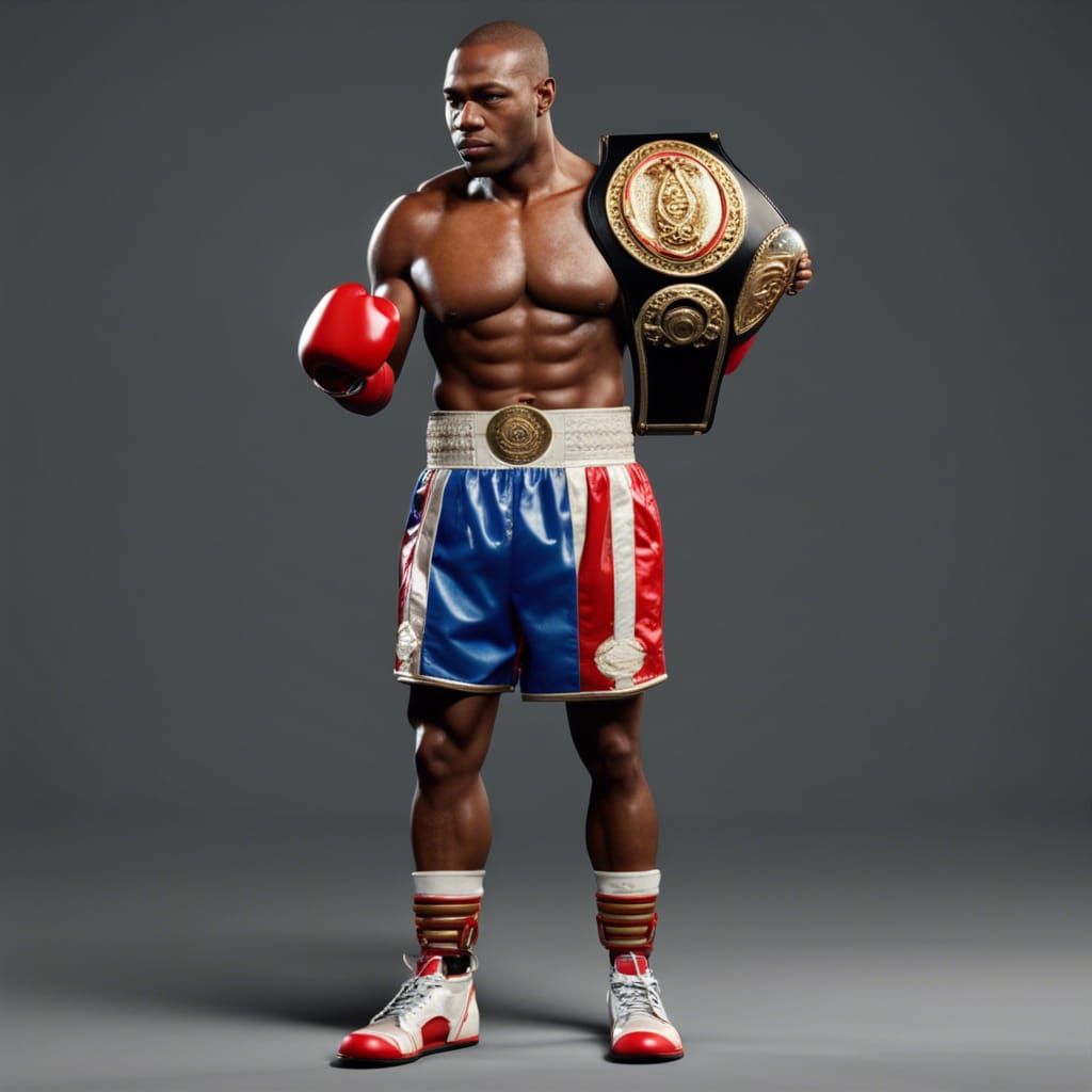 olympic boxing champ after knocking out tyson holding up his belt ...