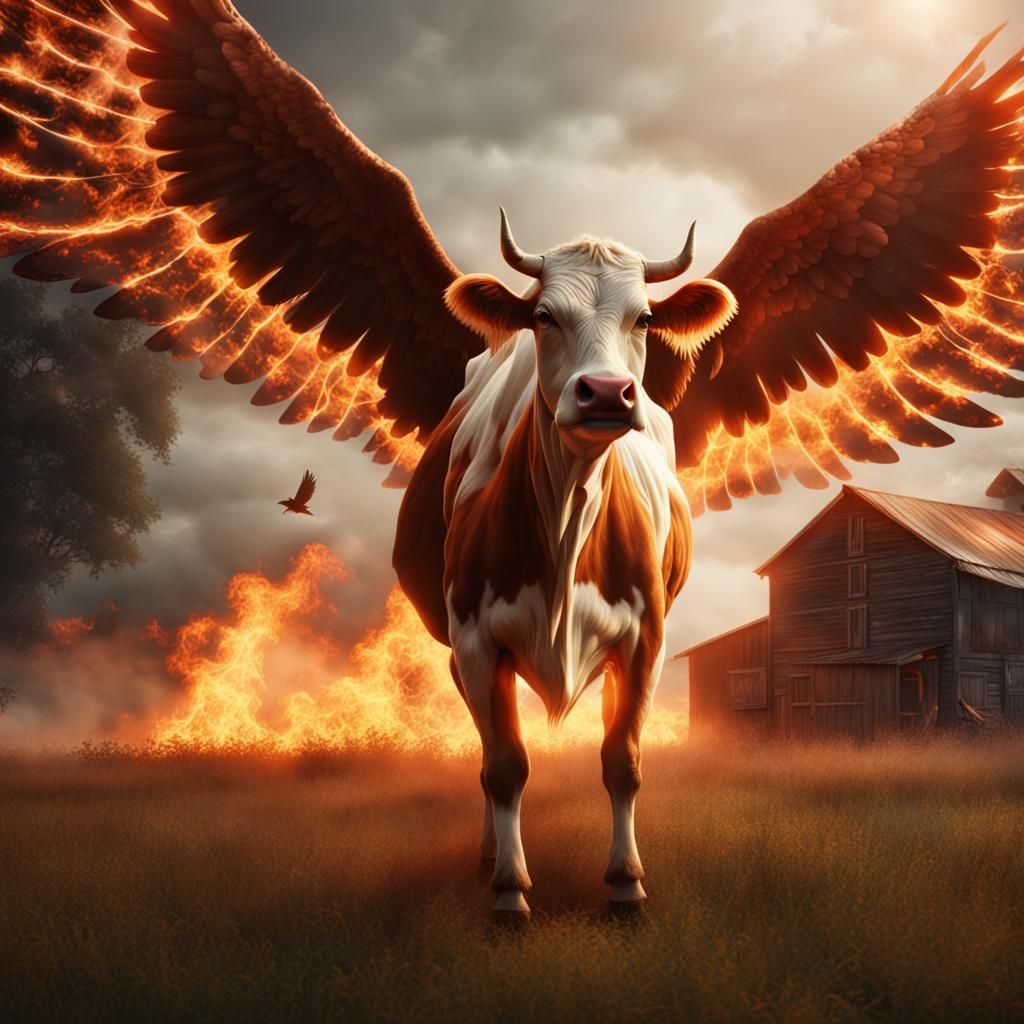Burning cow - AI Generated Artwork - NightCafe Creator