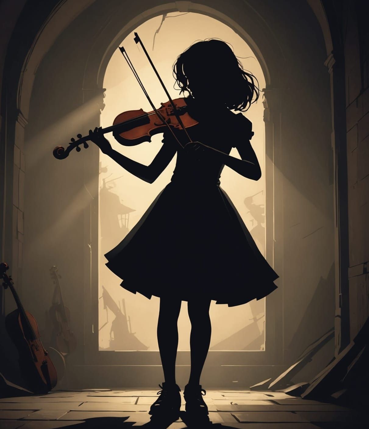A shadow of a girl playing he violin - AI Generated Artwork - NightCafe ...