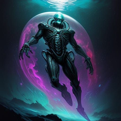 The alien seal - Ethereal Alien Seal Rises from Glowing Ocea...