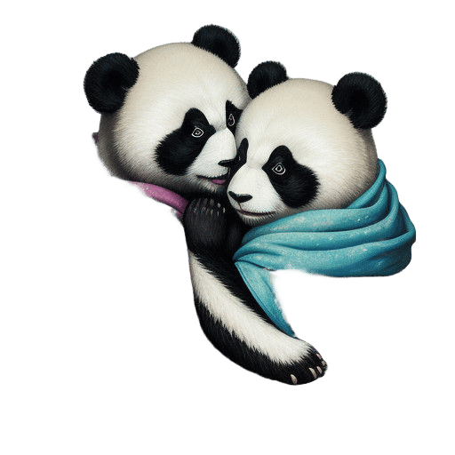 Whimsical two pandas hugging and kissing, magical, Anna Silivonchik ...