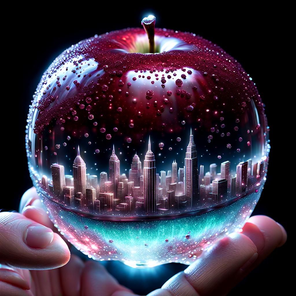 A miniature city inside an apple - AI Generated Artwork - NightCafe Creator
