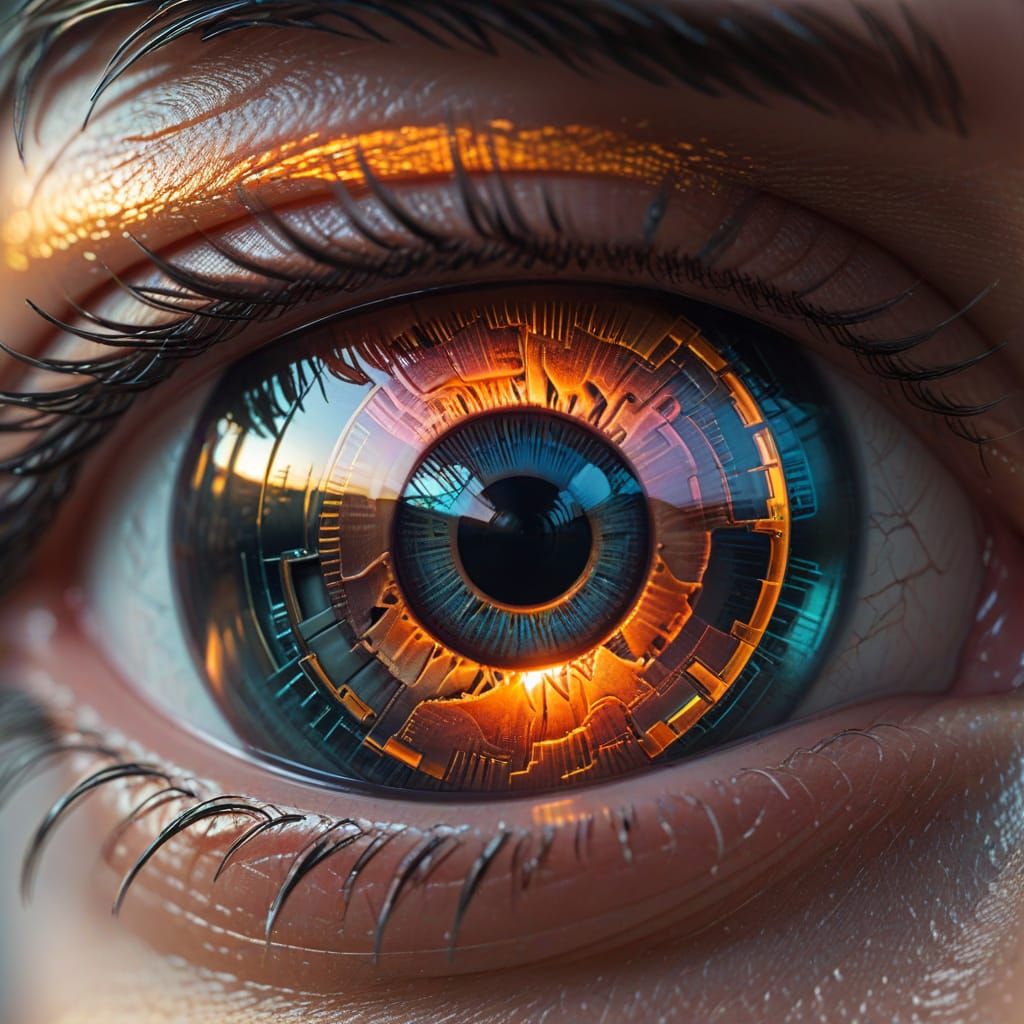 Bionic Eye - Glowing Bionic Eye in Sunset Hues