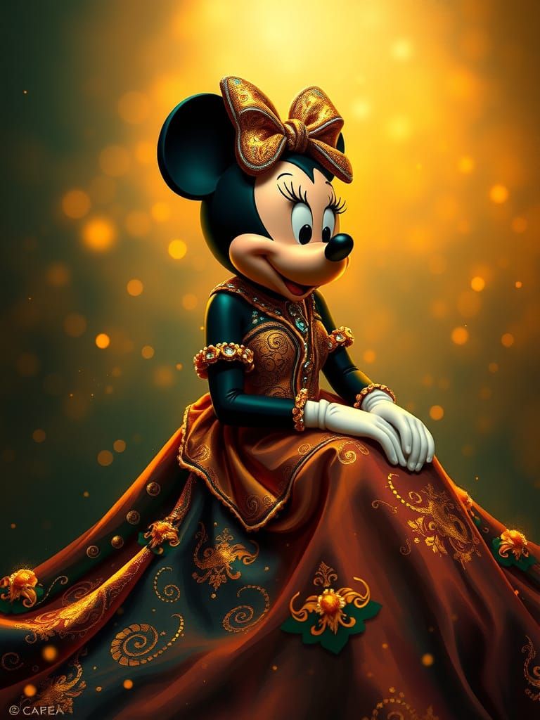 Elegant Minnie Mouse in Golden Hour Light, Inspire... - AI Art