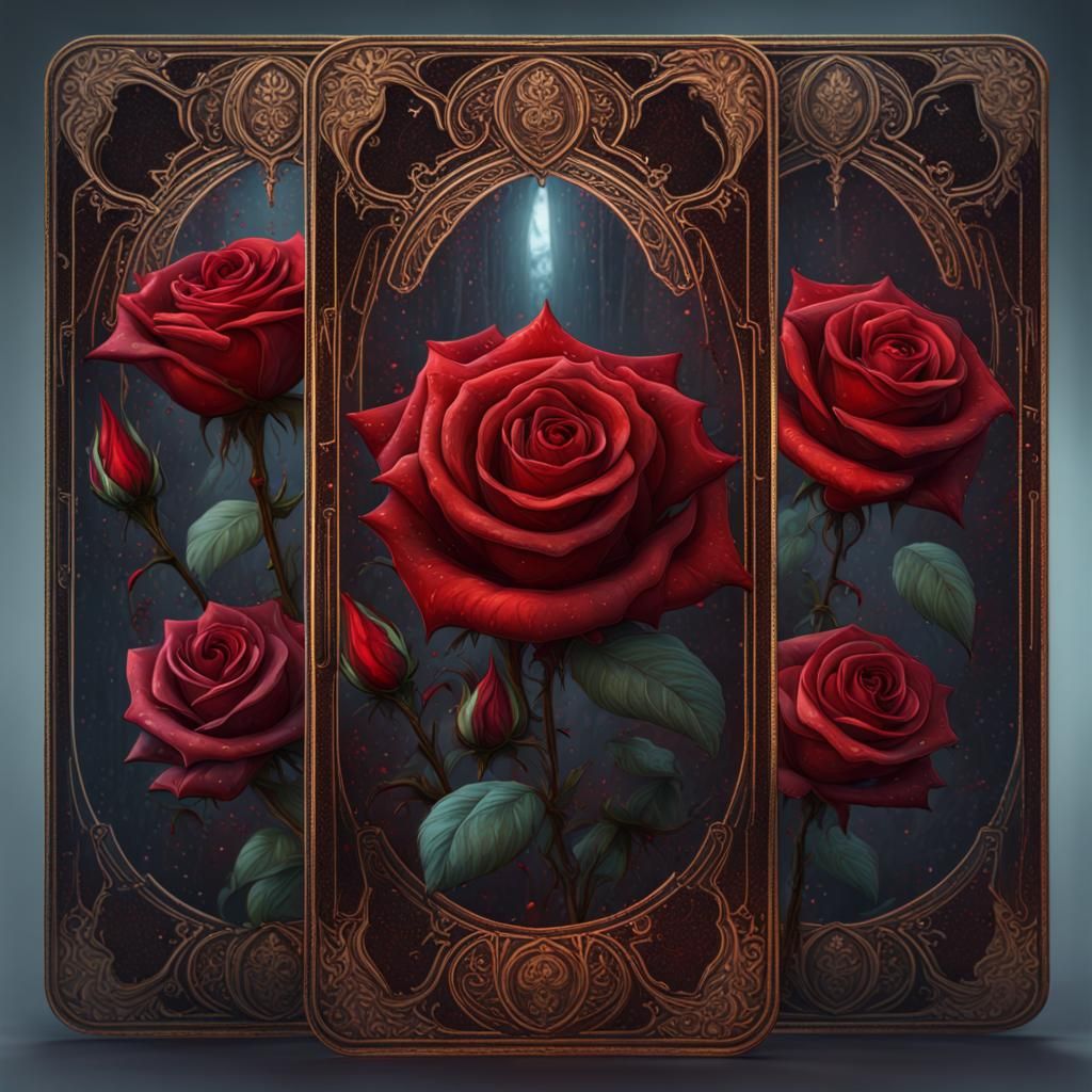 Colorful Gothic Red Roses Tarot Cards - AI Generated Artwork ...