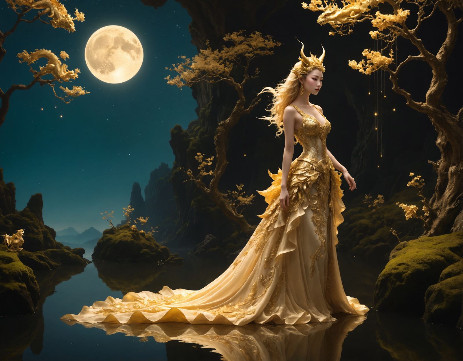 Majestic, luminous creatures - delicate, iridescent dragons with ...