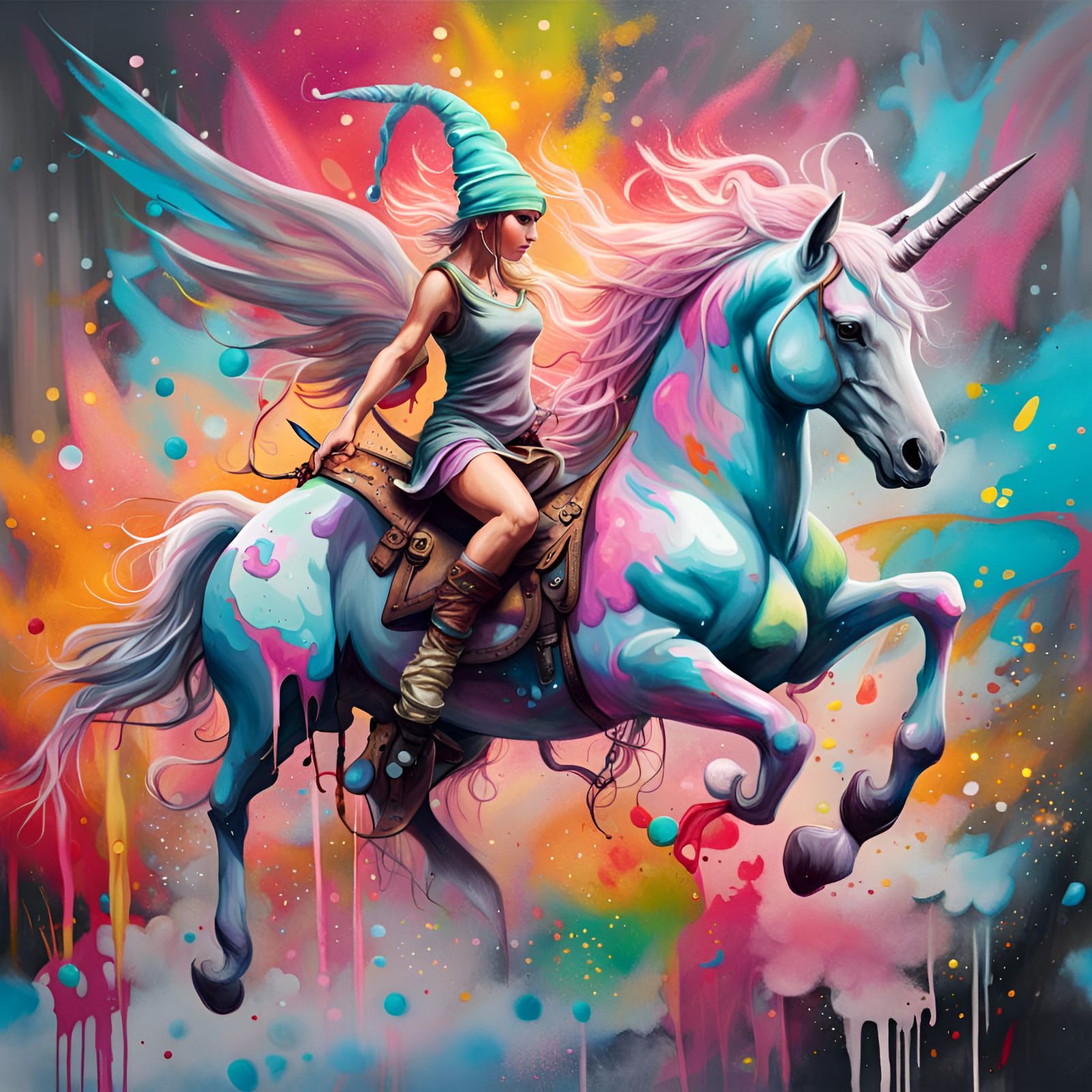 A fairy elf riding on a unicorn - AI Generated Artwork - NightCafe Creator