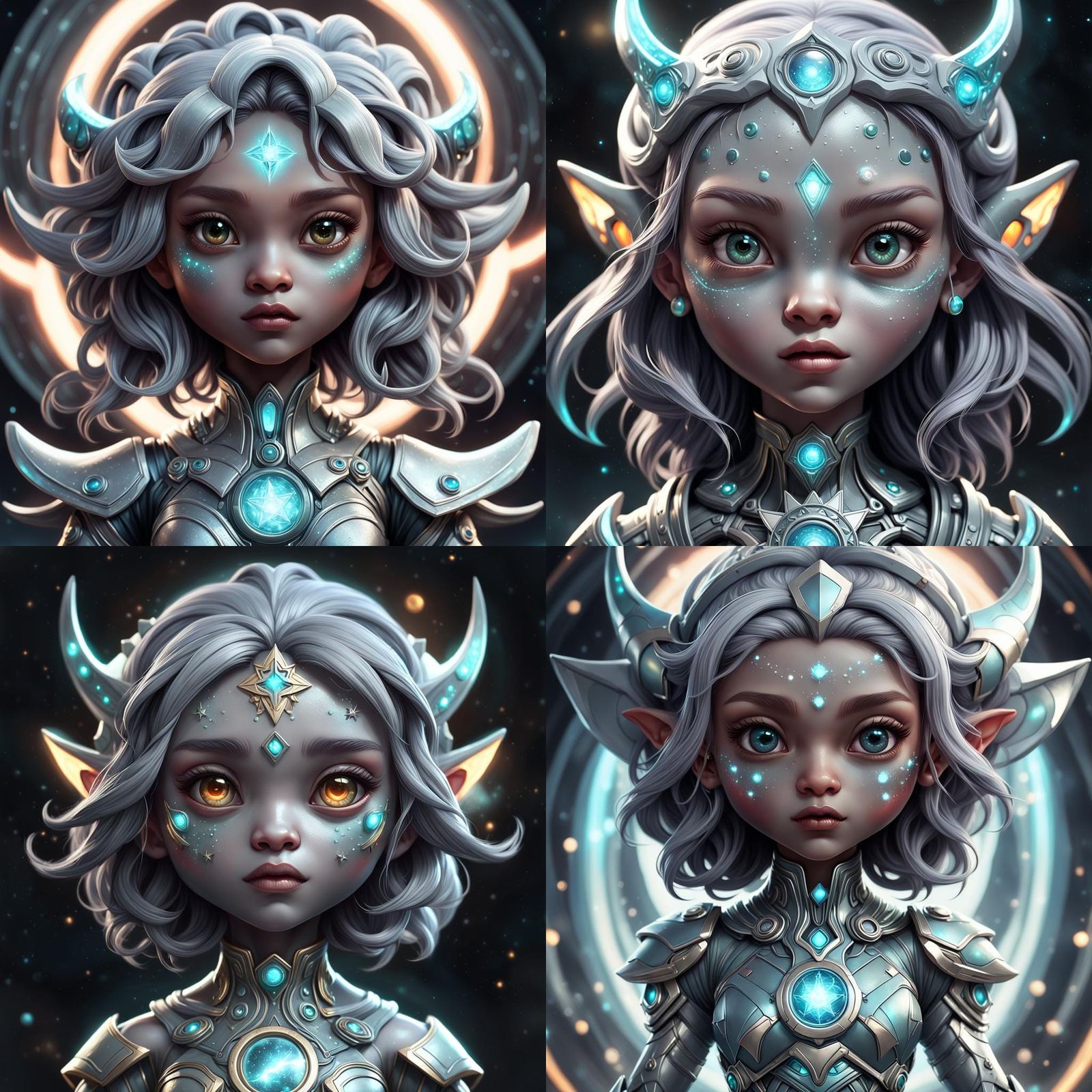 Female gray skinned Interdimensional Chibi extraterrestrial star ...