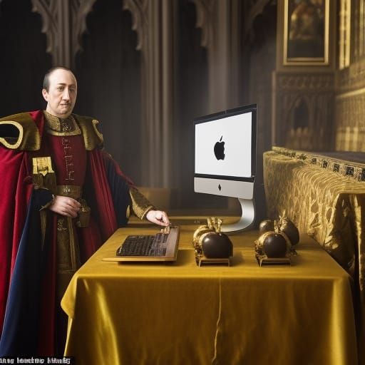 henry the eighth using an Apple Mac computer, 14th Century, Epic ...