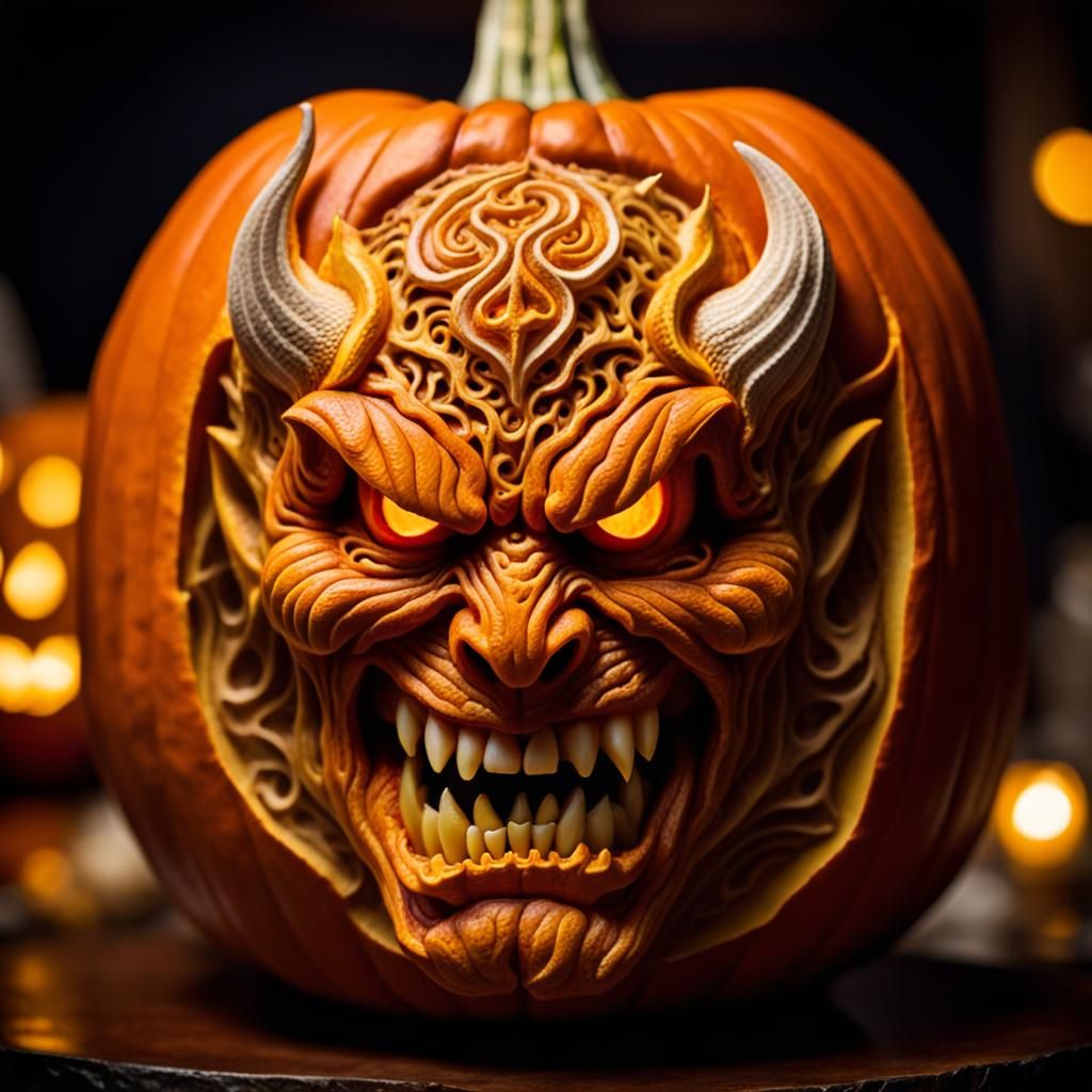 Demon Pumpkin - AI Generated Artwork - NightCafe Creator