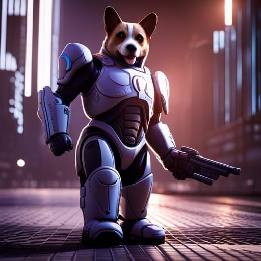 Robocop corgi - AI Generated Artwork - NightCafe Creator