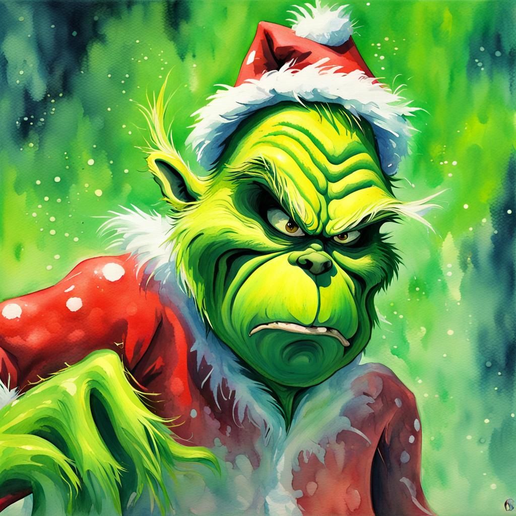 Super powered Grinch stealing Christmas, muscles, aura, energy, cosmic ...