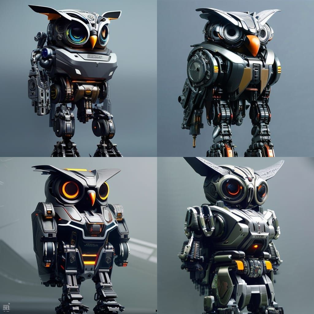 mechanical owl, futuristic, owl mecha robot, complex, intricate, hyperdetailed, meticulous ...