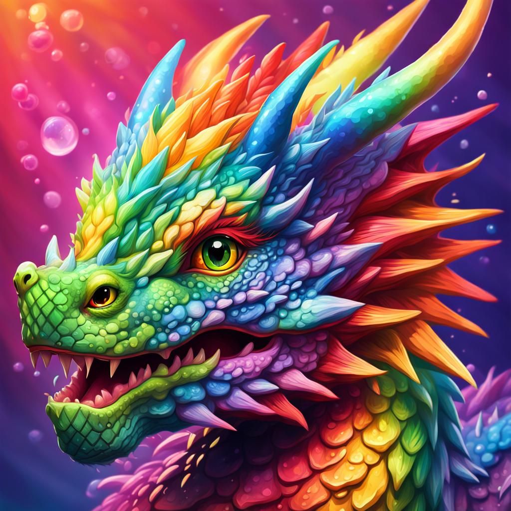 Cute rainbow dragon - AI Generated Artwork - NightCafe Creator