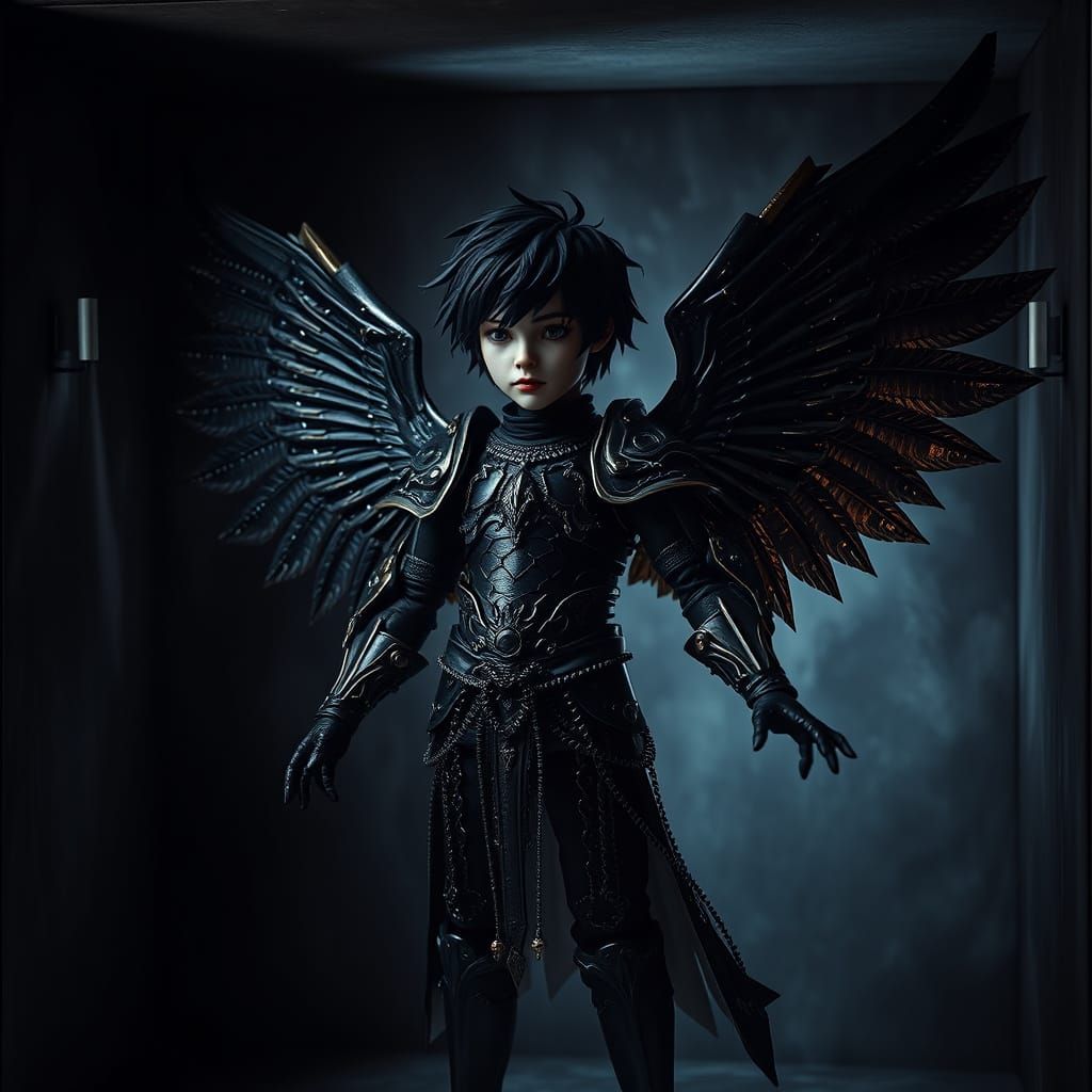 Ethereal Dark Angel in Arcane Armor - AI Art