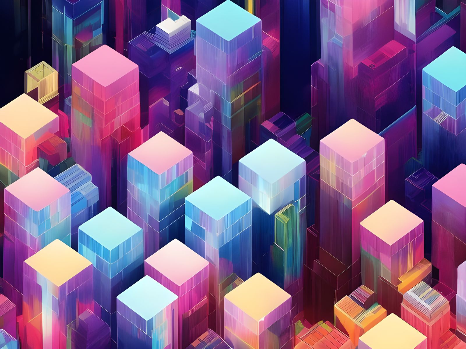 Translucent City of Soft Cubes - AI Generated Artwork - NightCafe Creator