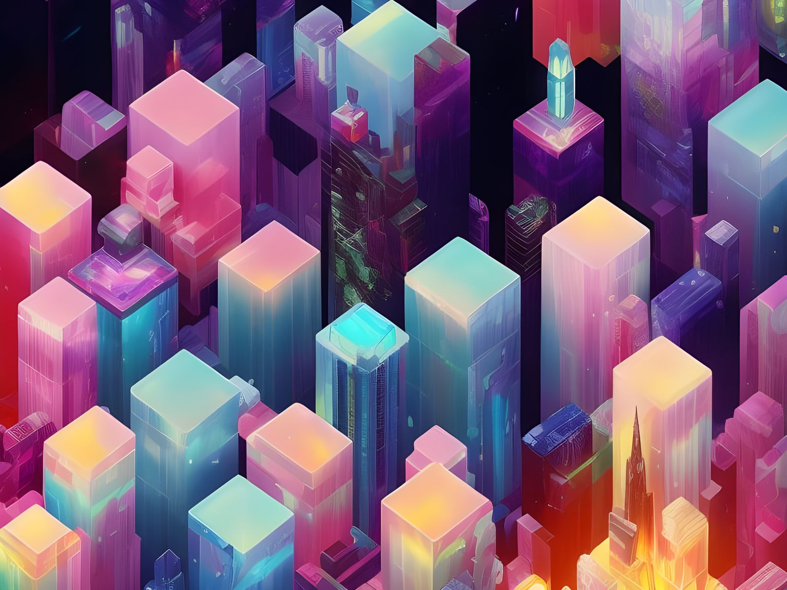 Translucent City of Soft Cubes - AI Generated Artwork - NightCafe Creator
