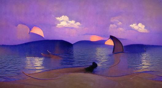 Purple Sunset, Homage to Alphonse Osbert - AI Generated Artwork ...