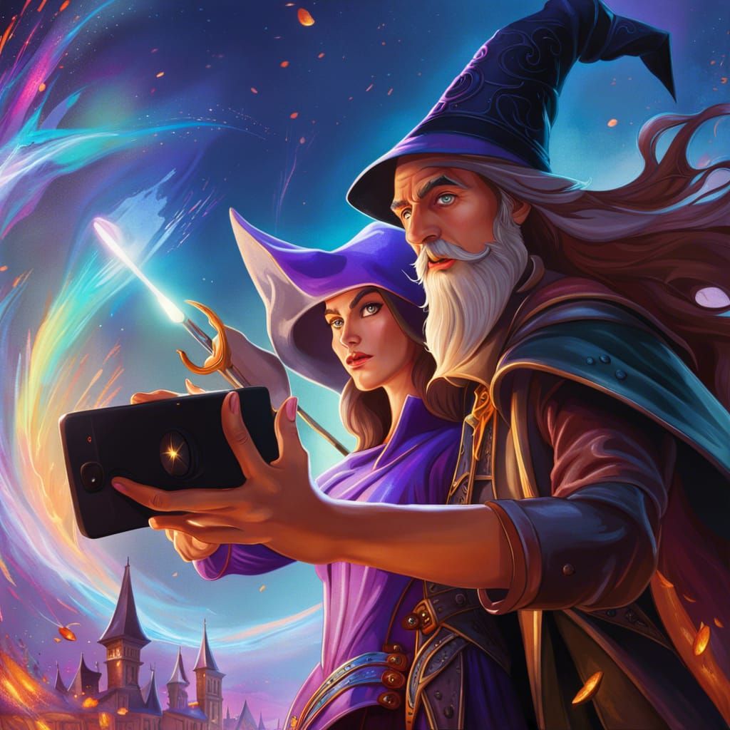Handsome Wizard takes a Selfie with a Beautiful Witch, - AI Generated ...