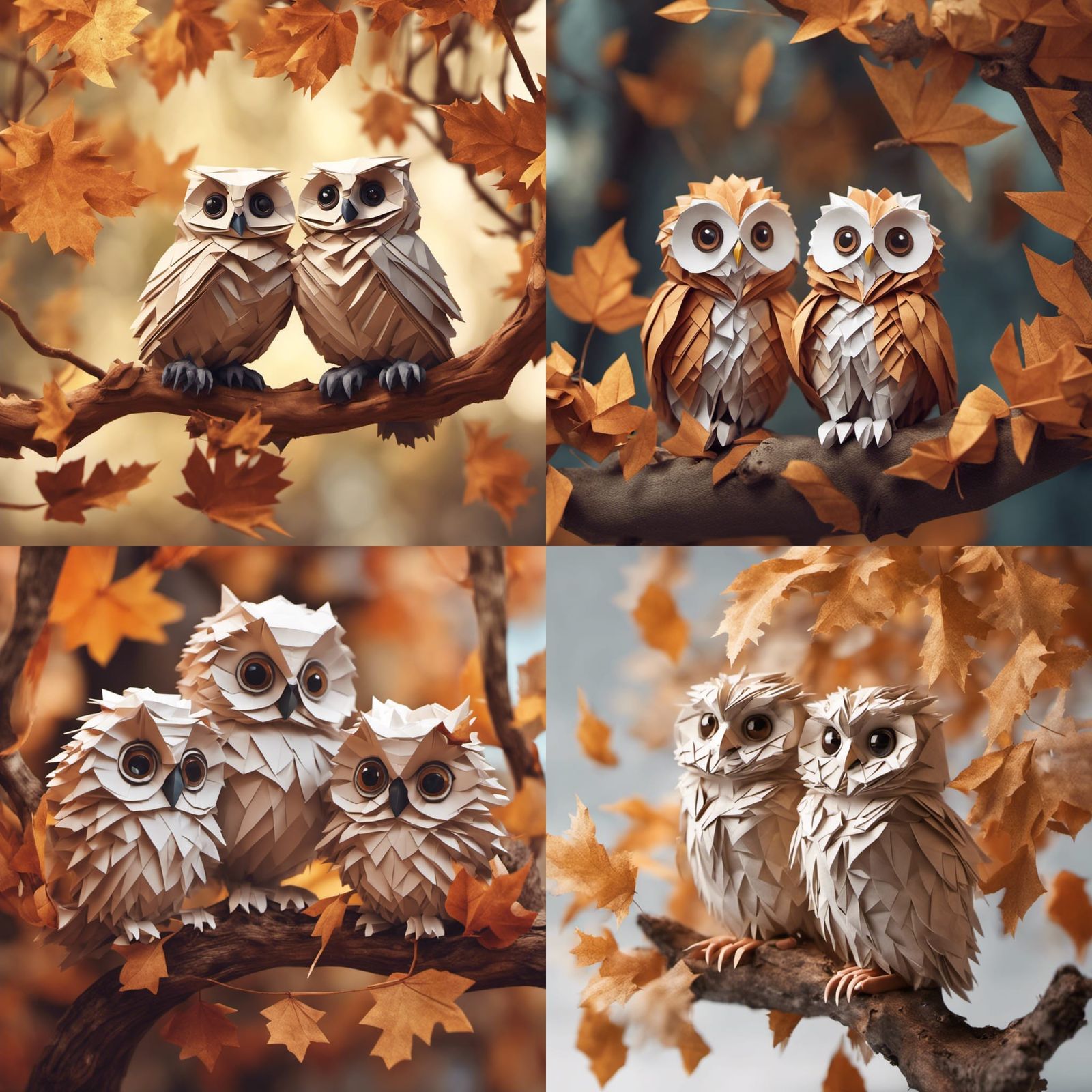 Majestic Fall Owls - AI Generated Artwork - NightCafe Creator