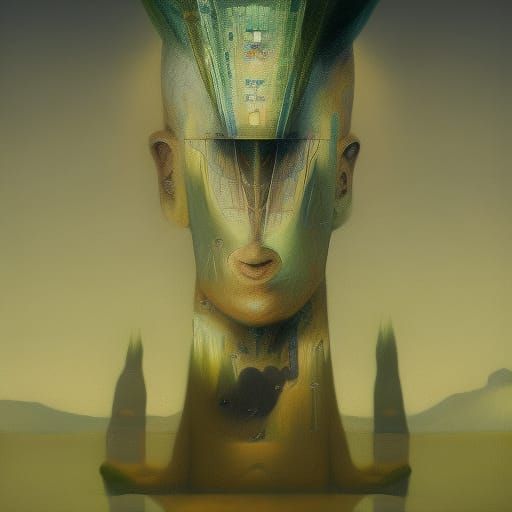 double exposure, superimposition of head and tree perfectly blended ...